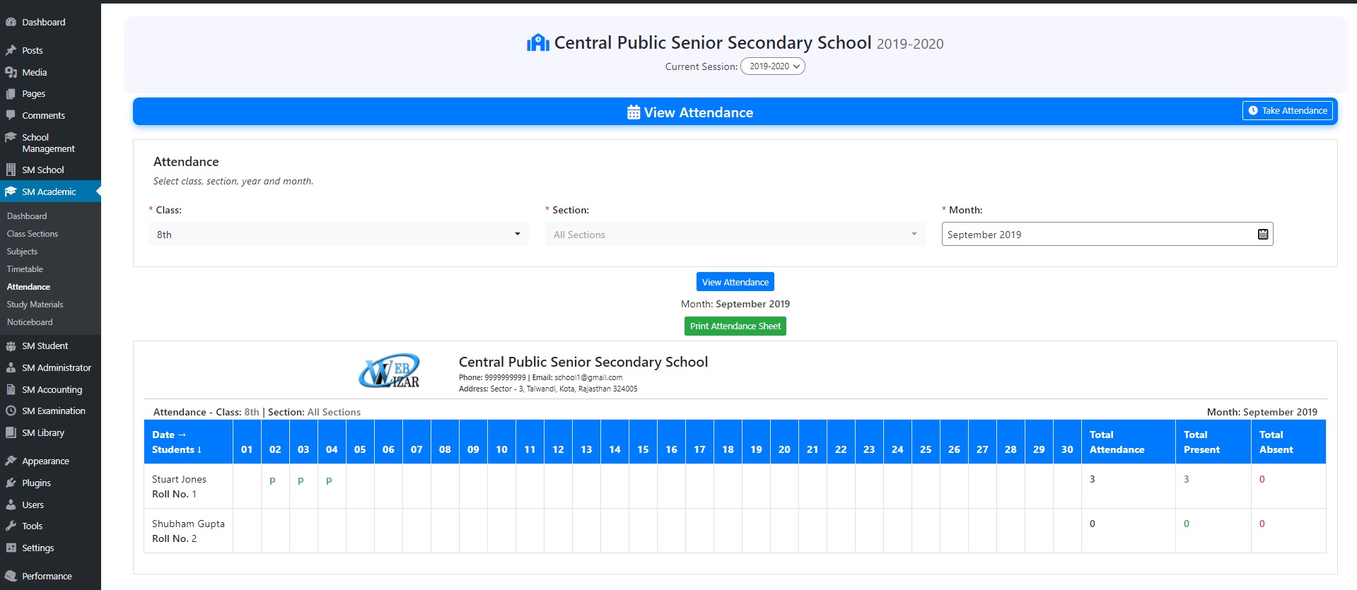 School Management - Education & Learning Management system for WordPress by weblizar